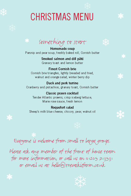 Christmas Menu '16 | Trevaskis Farm